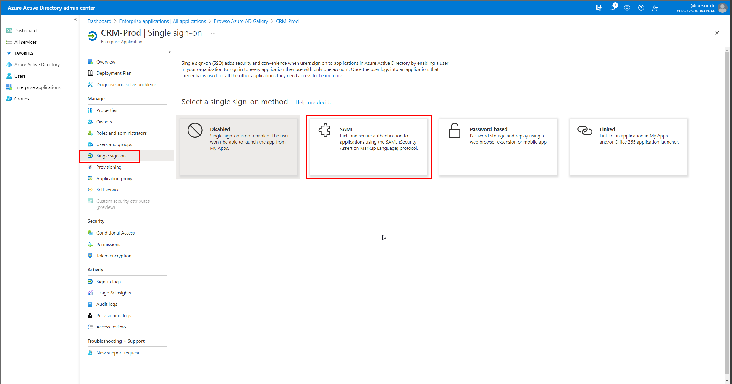 SAML 2.0 mit Microsoft Azure Active Directory