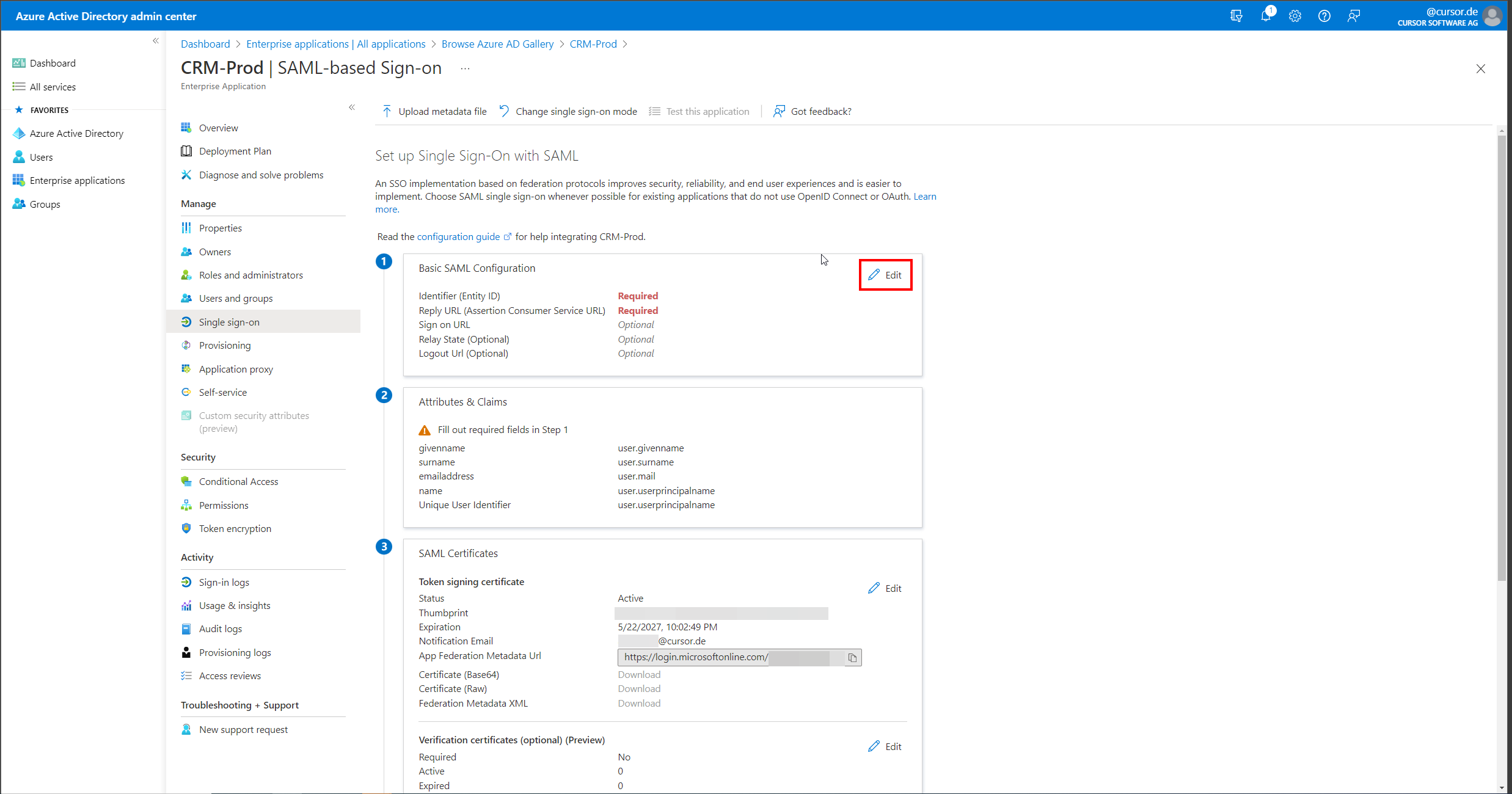 SAML 2.0 mit Microsoft Azure Active Directory