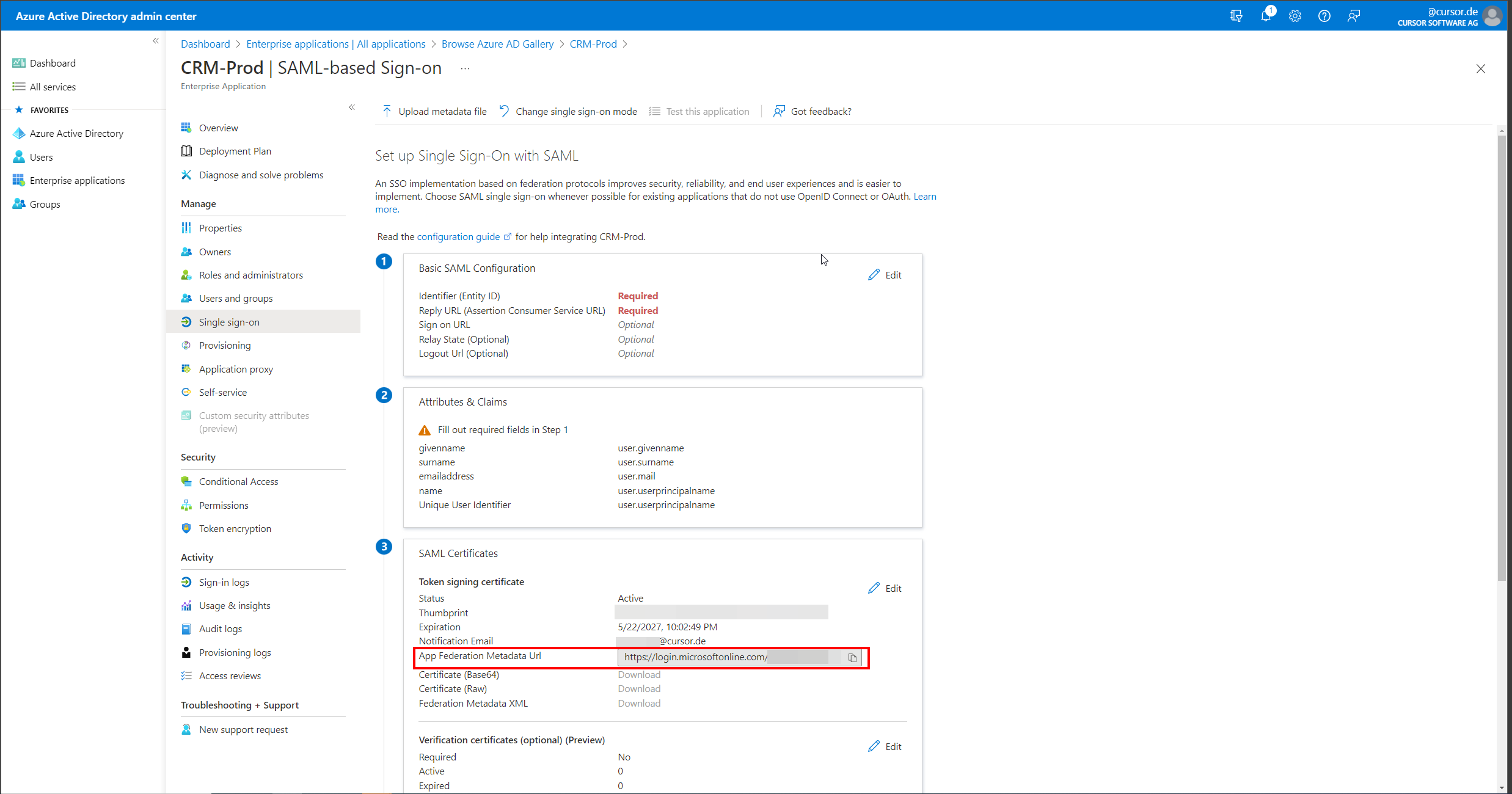 SAML 2.0 mit Microsoft Azure Active Directory