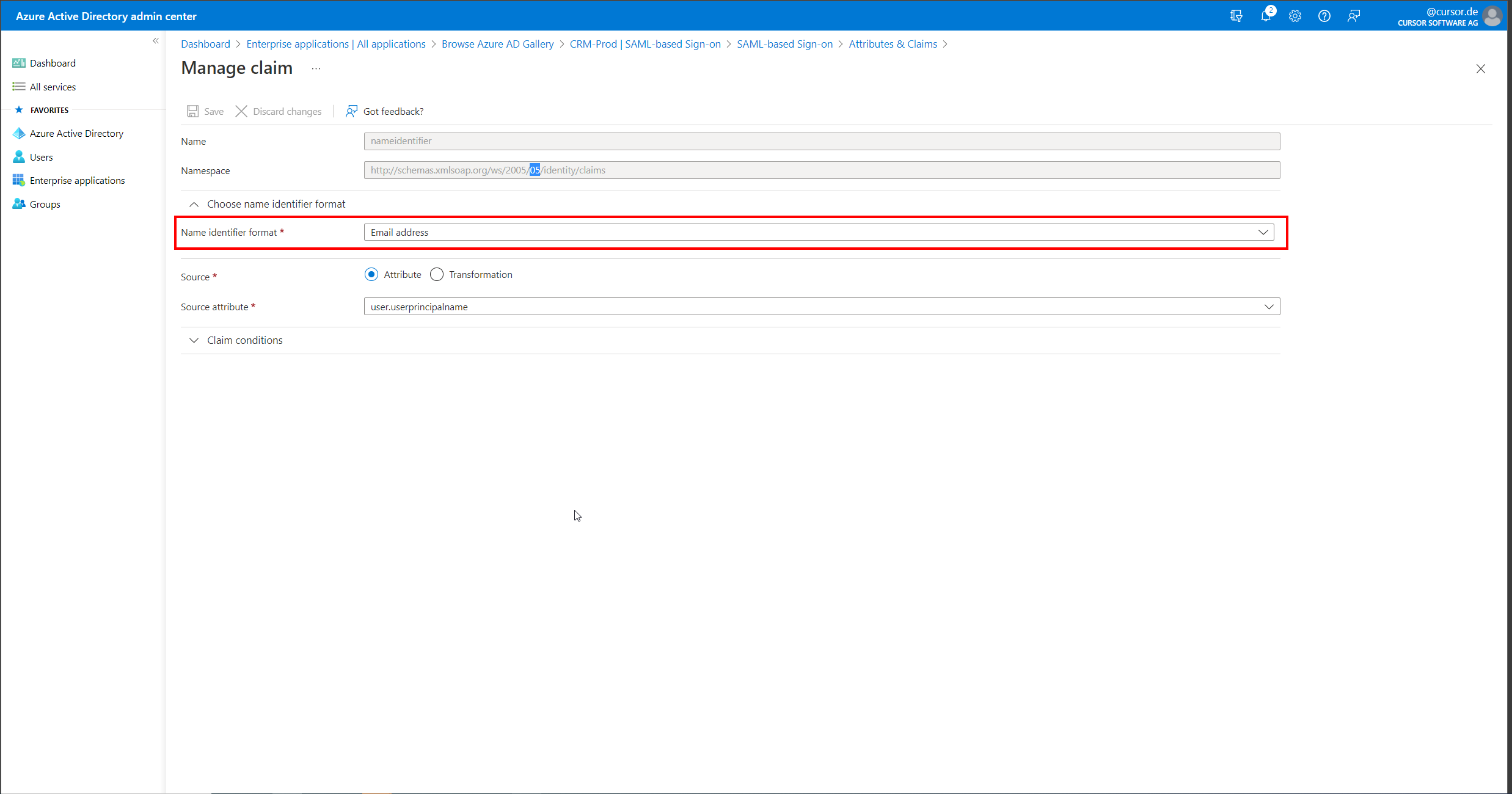 SAML 2.0 mit Microsoft Azure Active Directory